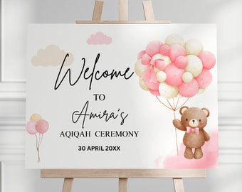 Muslim Baby Shower Aqiqah Welcome Board Personalized Aqiqah Ceremony ...