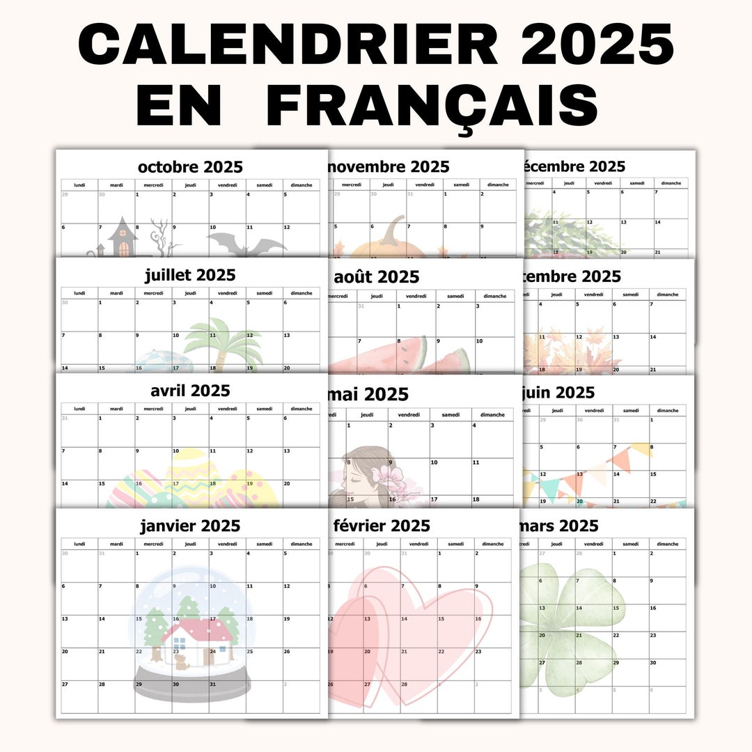 Calendrier 2025 En Francais Calendar Cute and Stylish Printable French ...