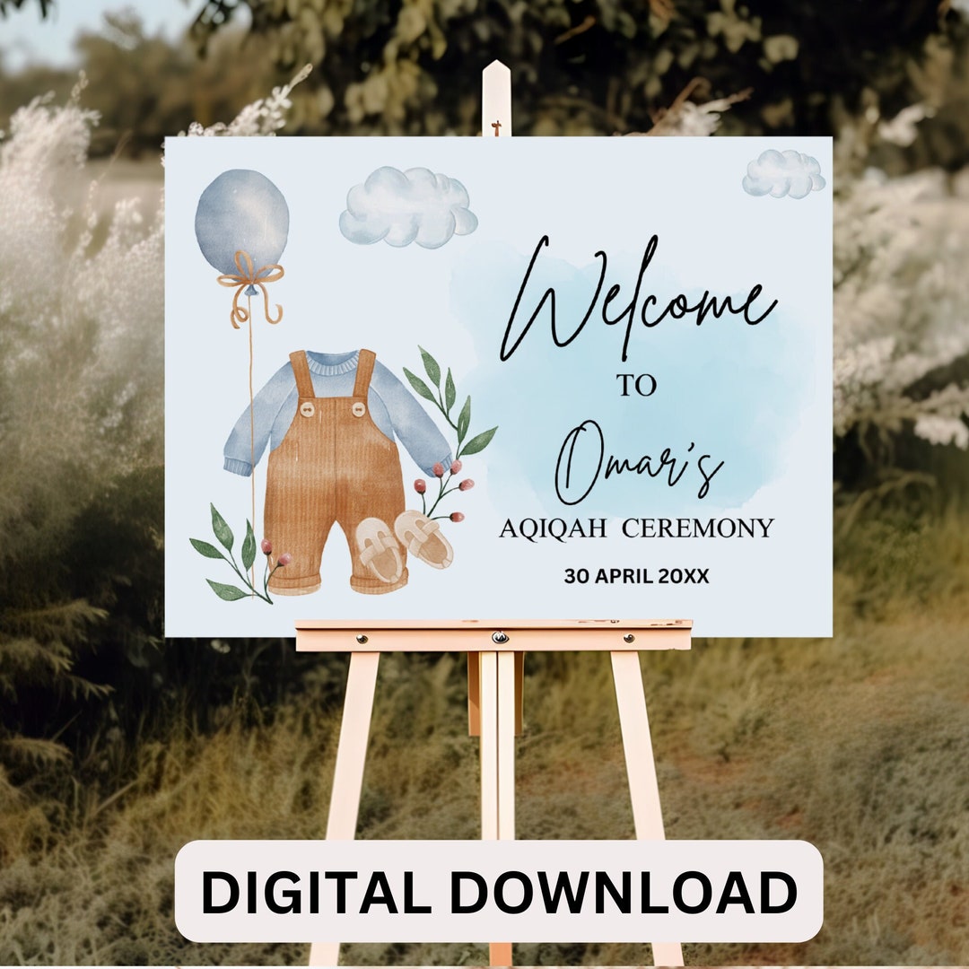 Muslim Baby Shower Aqiqah Welcome Board Personalized Aqiqah Ceremony ...