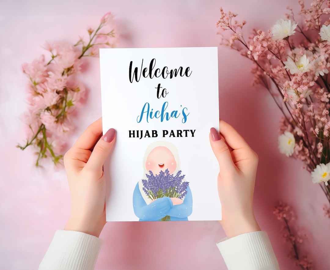 Hijab Party Personalized Card Invitation Card Hijab Party Muslim Girl ...