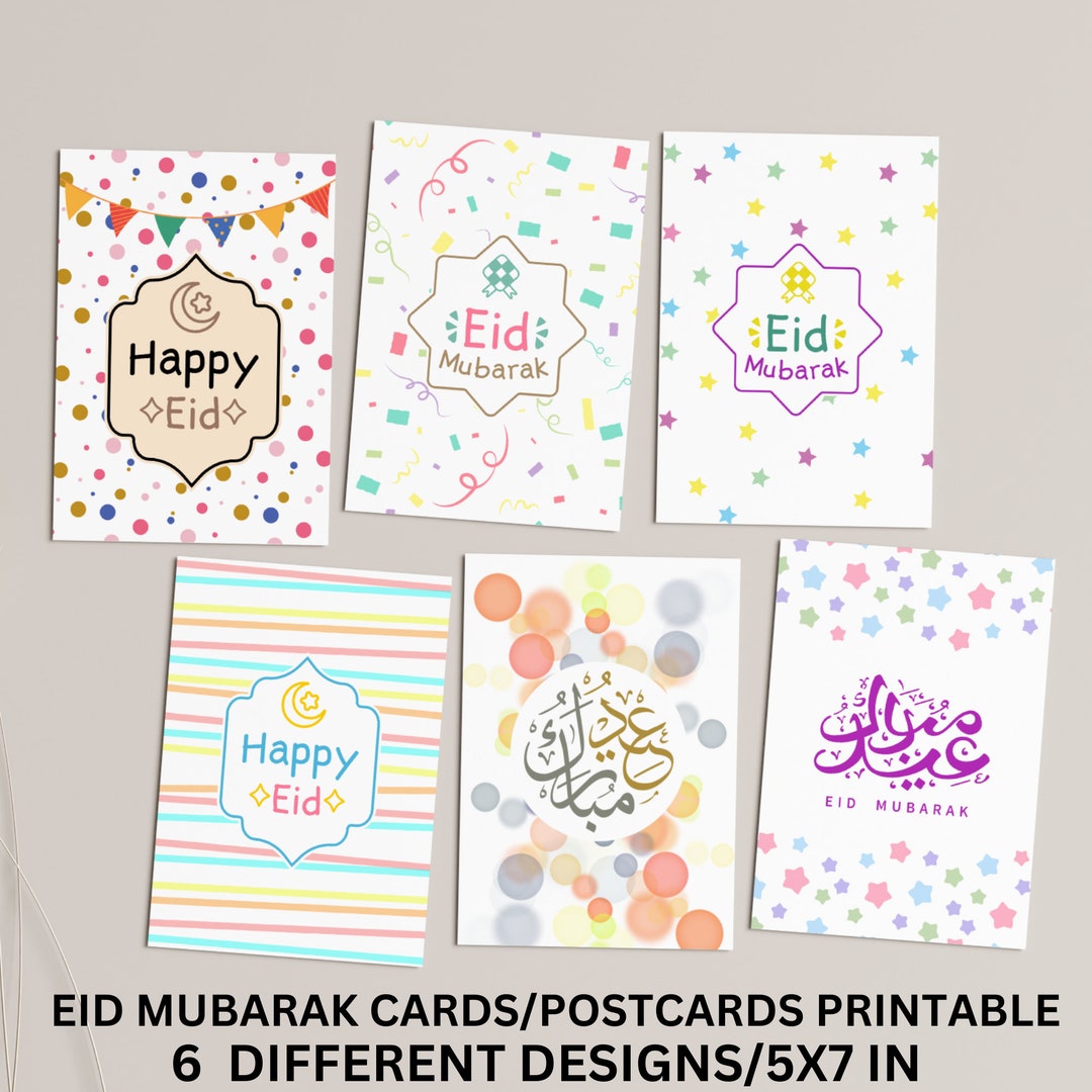 Eid Mubarak Gift Card and Postcard 6different Designs Gift for Kids ...