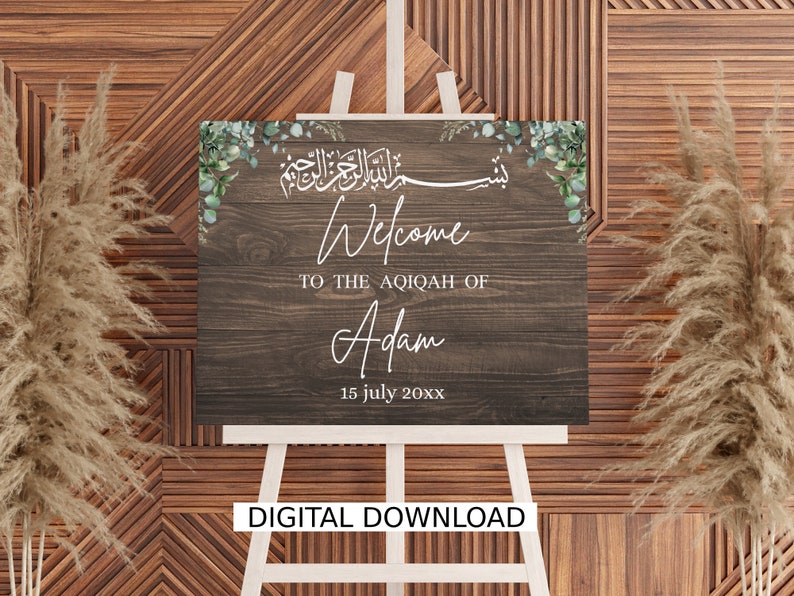 Muslim Baby Shower Aqiqah Welcome Board Personalized Aqiqah Ceremony ...