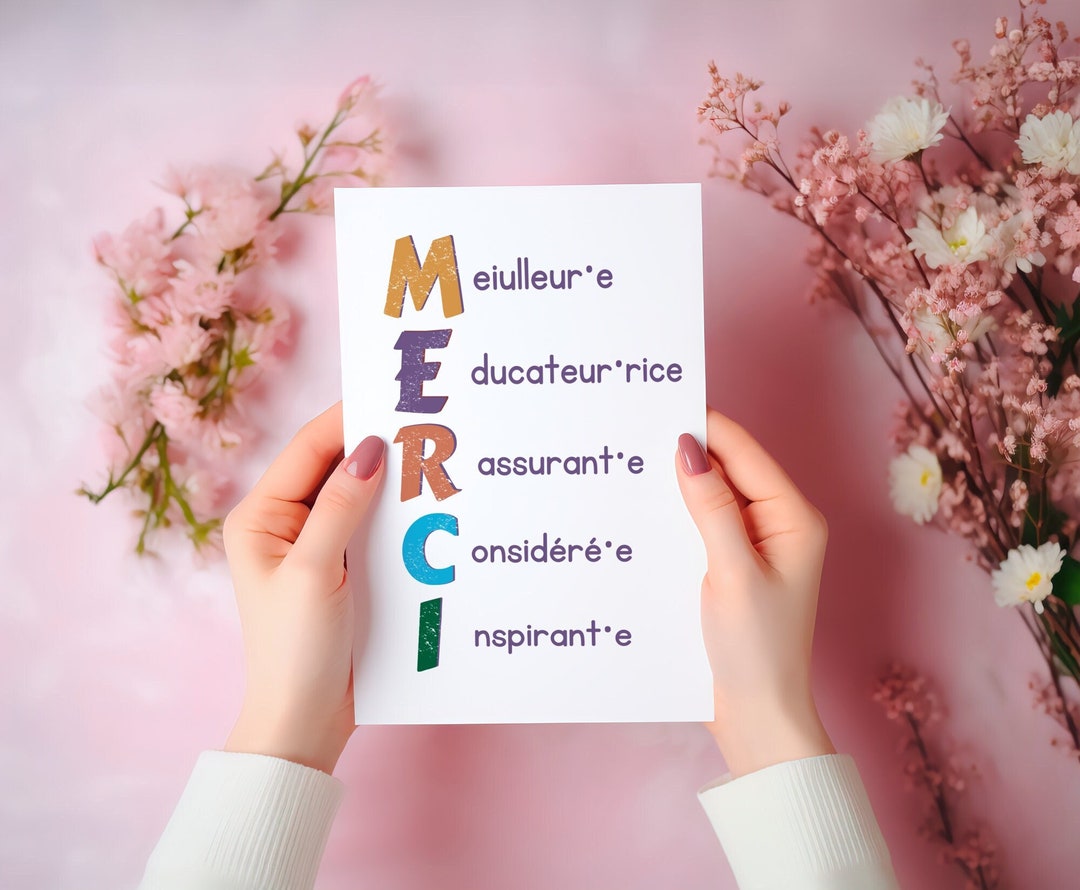 Merci Maitresse French Thank You Card Teacher Atsem, Master, AESH End ...