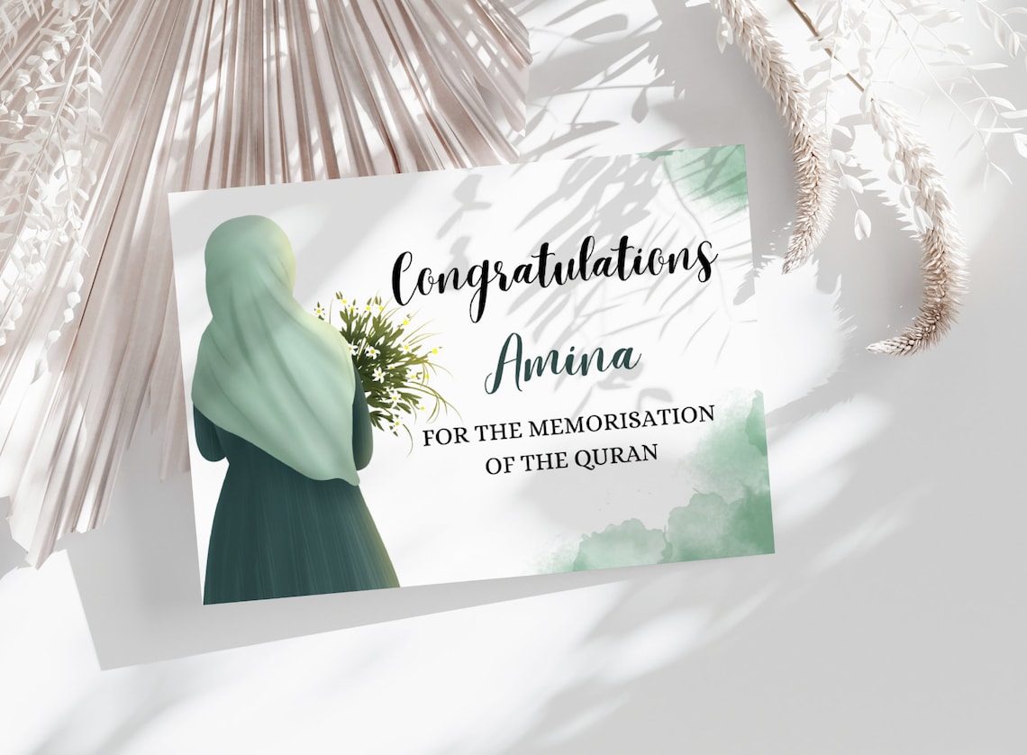 Hafiza Congratulation Card Gifts Quran Completion Hifz Personalized ...