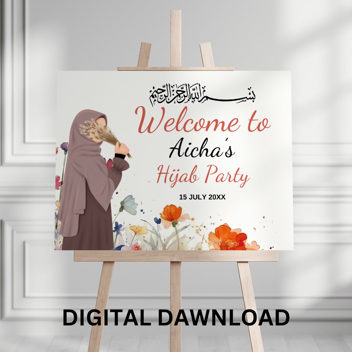 Hijab Party Invitation Sign Personalized Hijab Party Invites Hijab ...