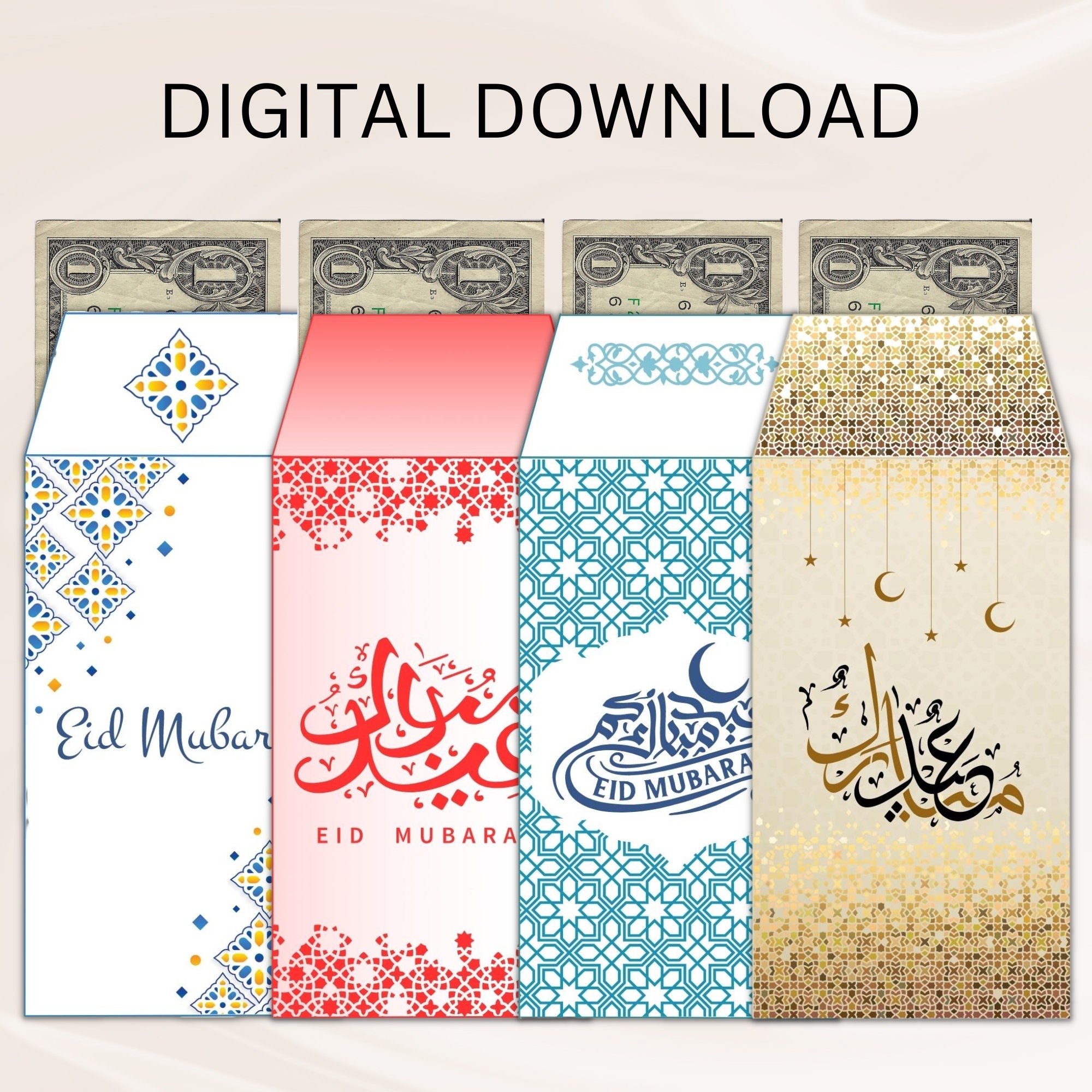 Printable Eid Mubarak Gift Money Envelope,6 Envelope,digital Download ...