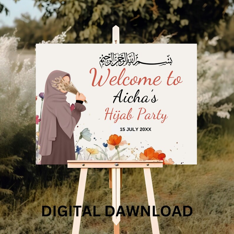 Hijab Party Invitation Sign Personalized Hijab Party Invites Hijab ...