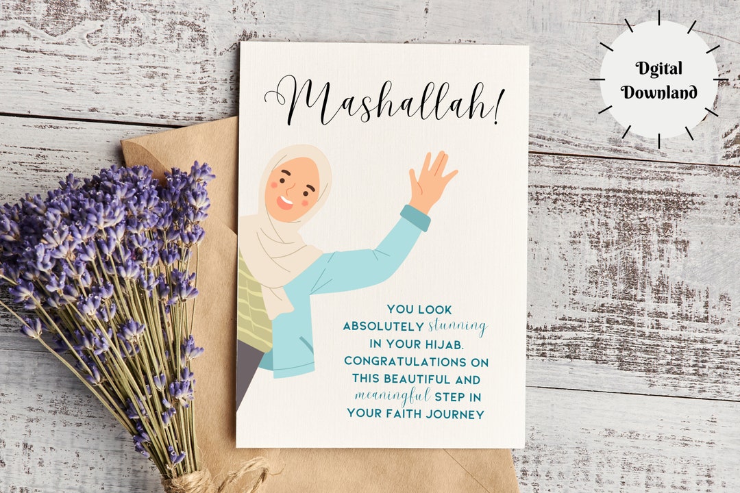 New Hijabi Greeting Card Mashallah, With Beautiful Words,muslim Girl ...