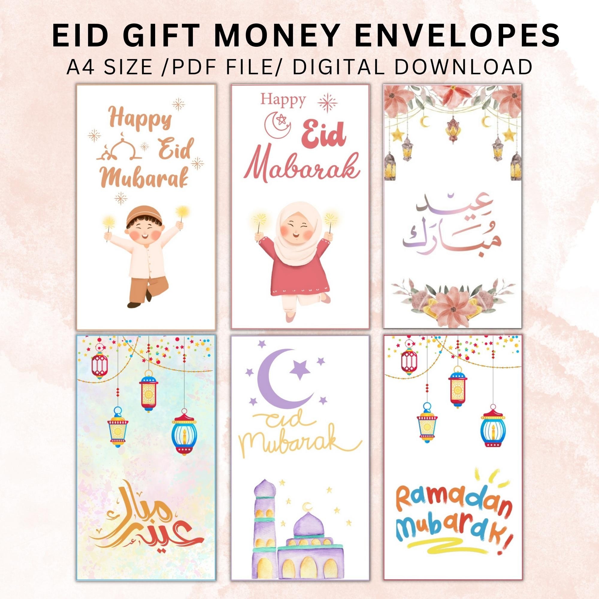 Printable Eid Mubarak Gift Money Envelope,6 Envelope,digital Download ...