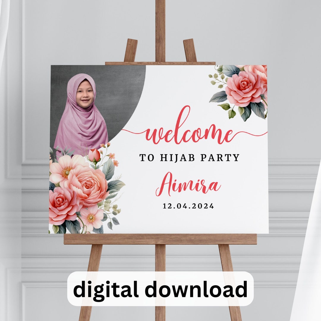 Hijab Party Invitation Sign Personalized Hijab Party Invites Hijab ...