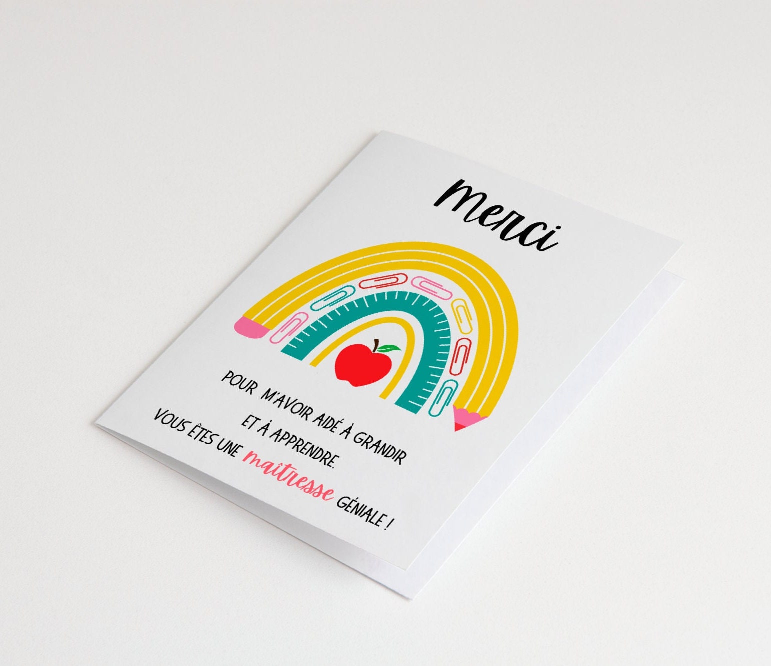 Maitresse Cadeau Merci Maitresse French Thank You Card Teacher Atsem ...