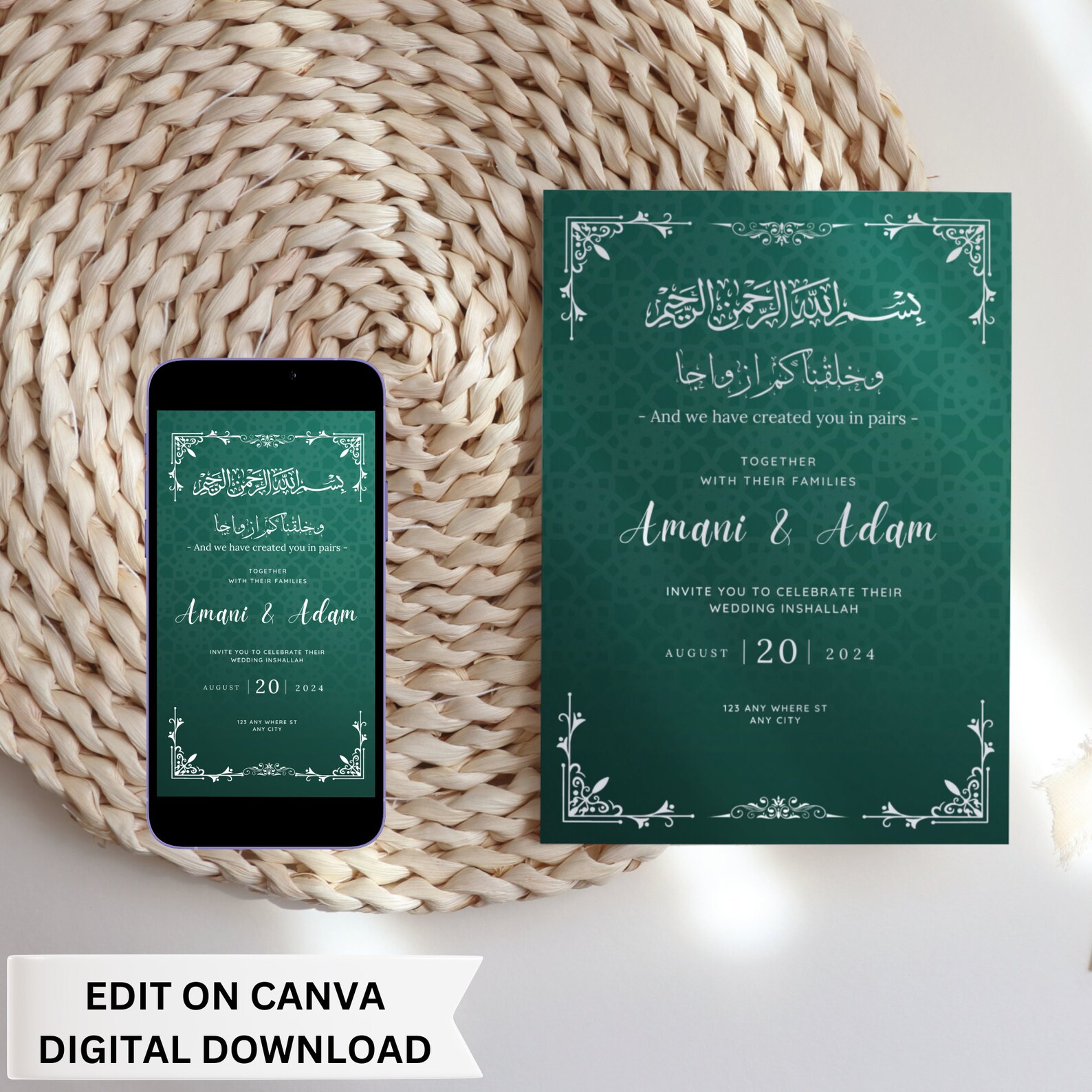 Muslim Wedding Invitation Digital Template Nikah Invites Muslim Wedding ...