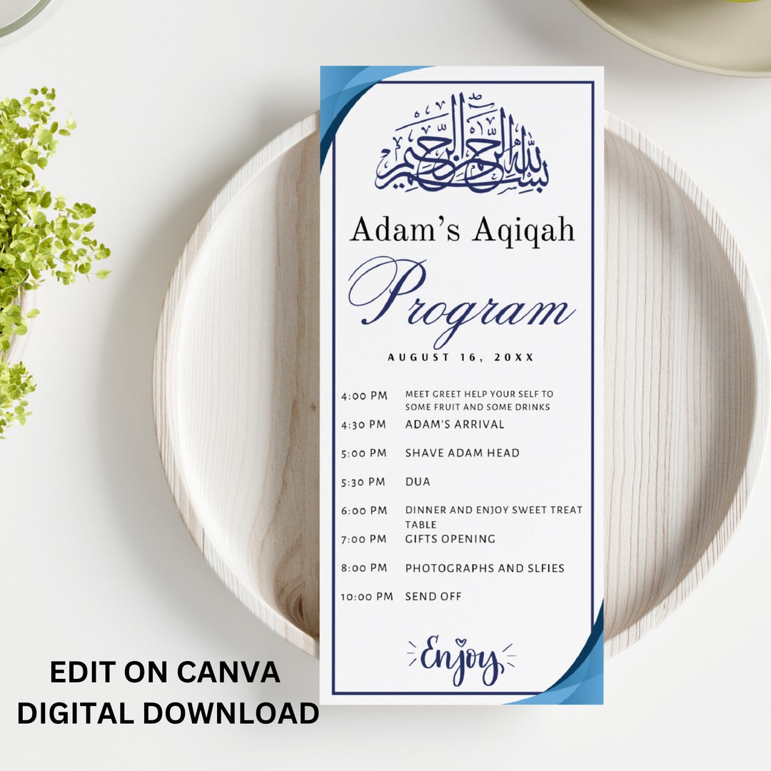 Editable Baby Shower Program Details Card Template Aqiqah Boy Party ...