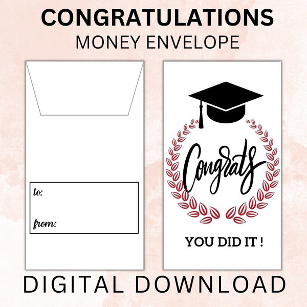 Printable Graduation Money Envelope Template - Etsy