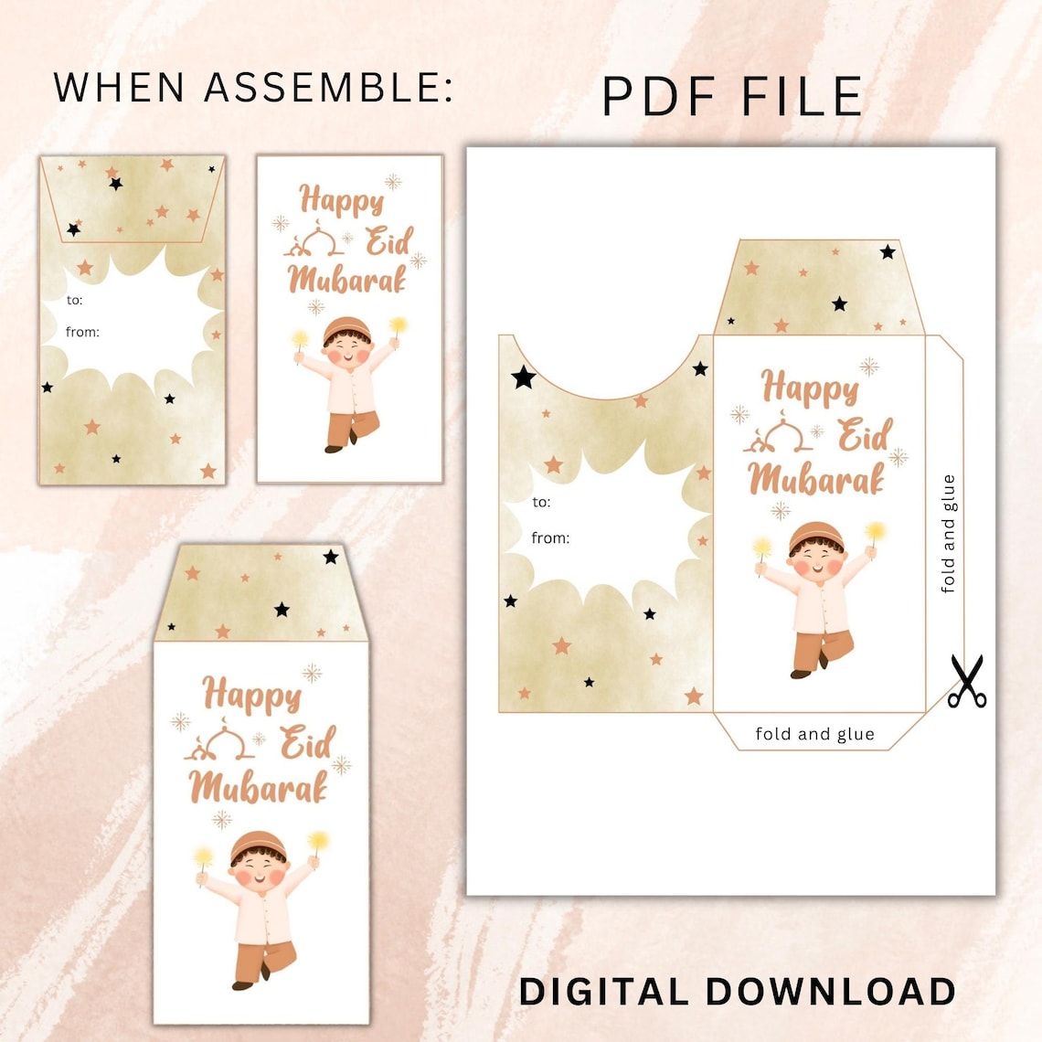 Printable Eid Mubarak Gift Money Envelope,6 Envelope,digital Download ...