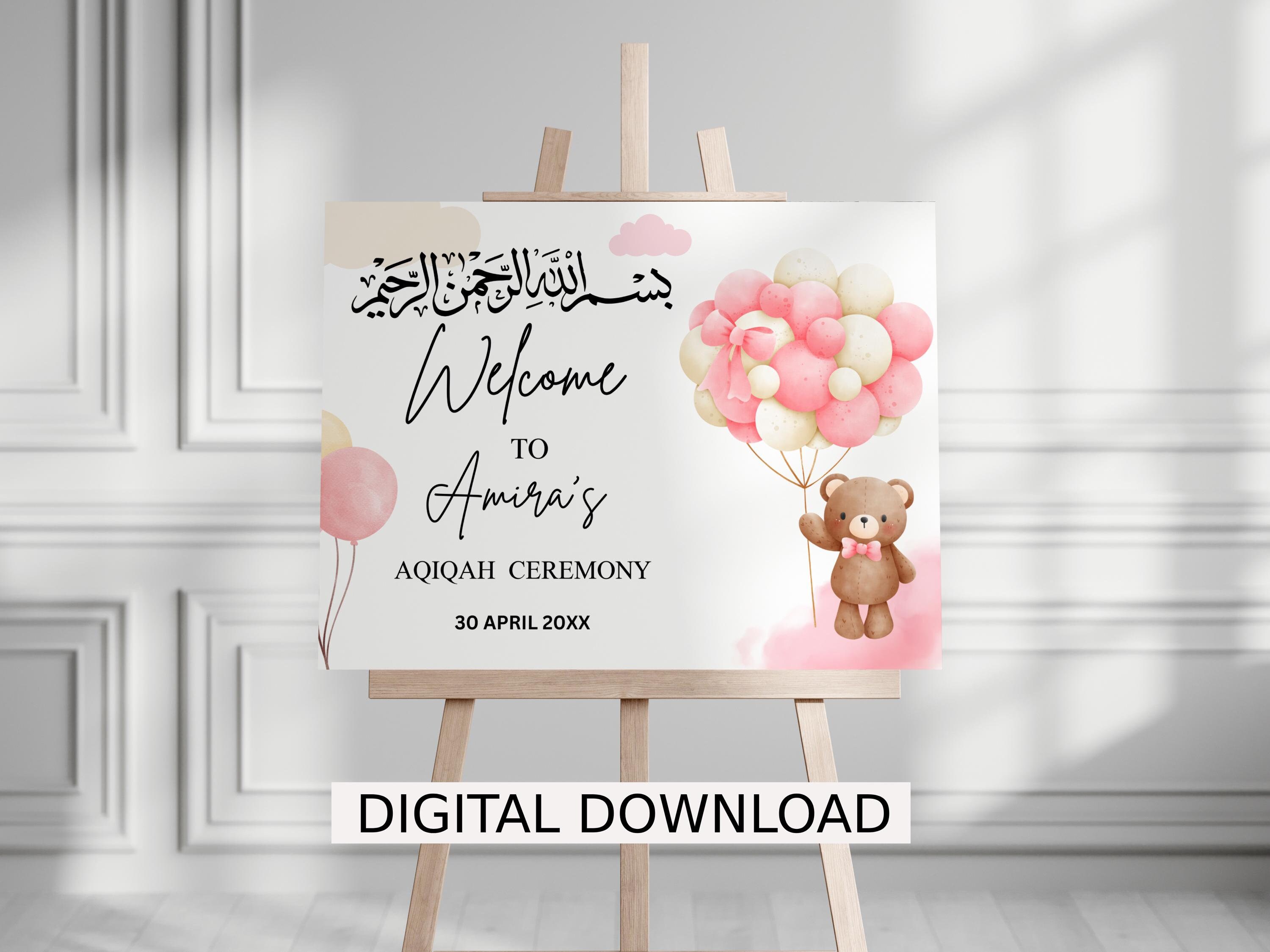Muslim Baby Shower Aqiqah Welcome Board Personalized Aqiqah Ceremony ...