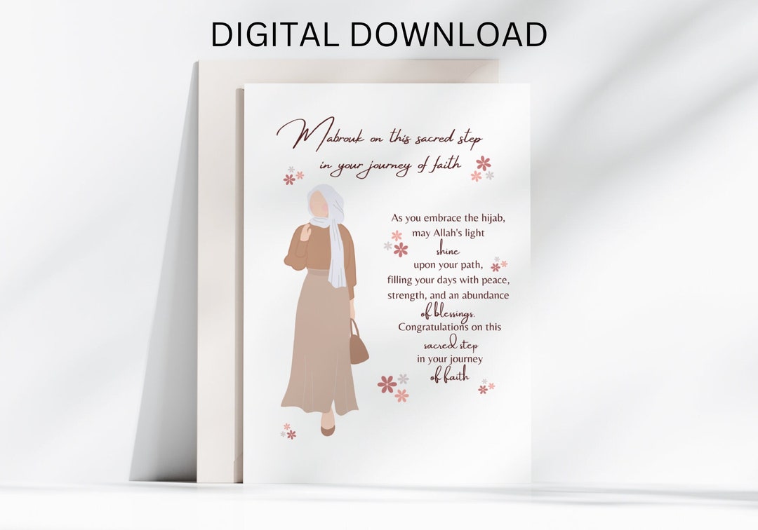 Printable New Hijabi Greeting Card Mabrouk, With Beautiful Words,muslim ...