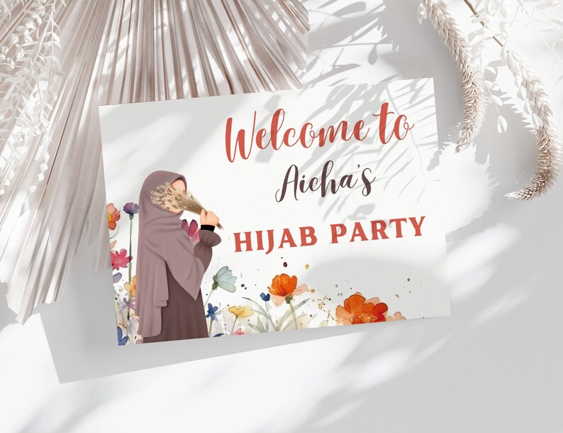 Hijab Party Personalized Card Invitation Card Hijab Party Muslim Girl ...