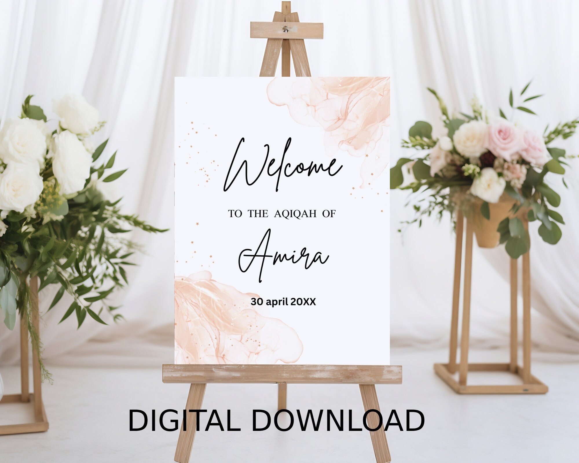 Muslim Baby Shower Aqiqah Welcome Board Personalized Aqiqah Ceremony ...