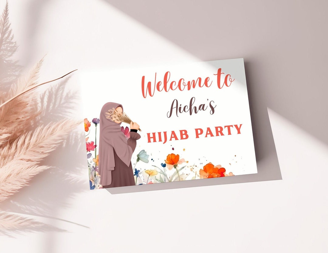 Hijab Party Personalized Card Invitation Card Hijab Party Muslim Girl ...
