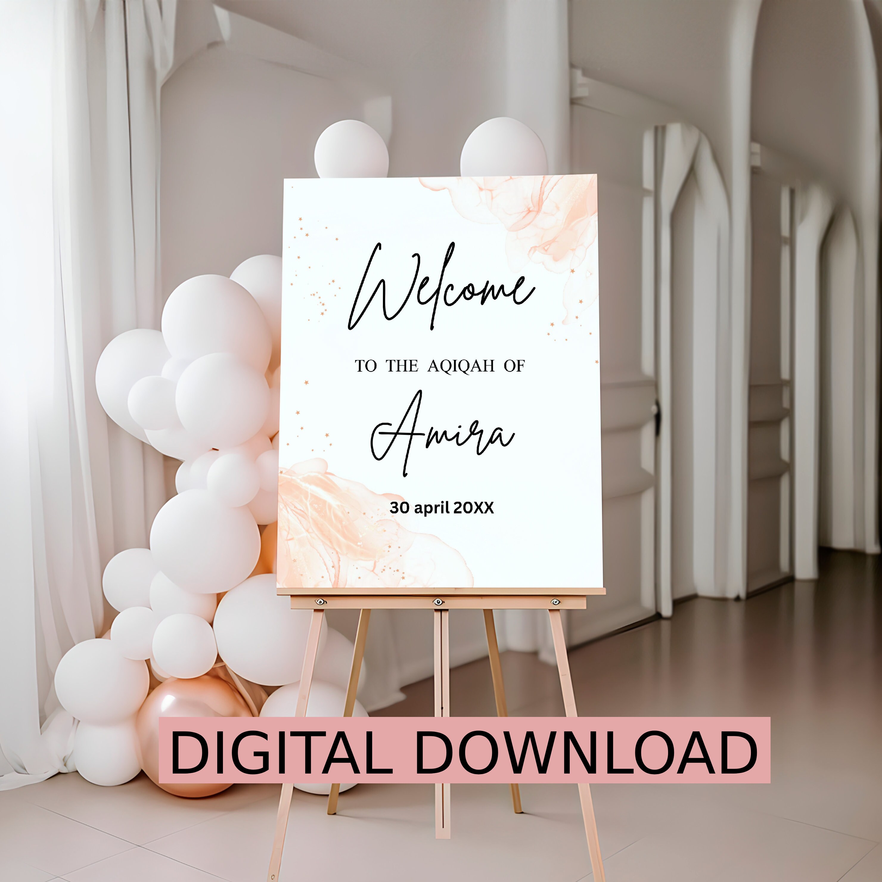 Muslim Baby Shower Aqiqah Welcome Board Personalized Aqiqah Ceremony ...