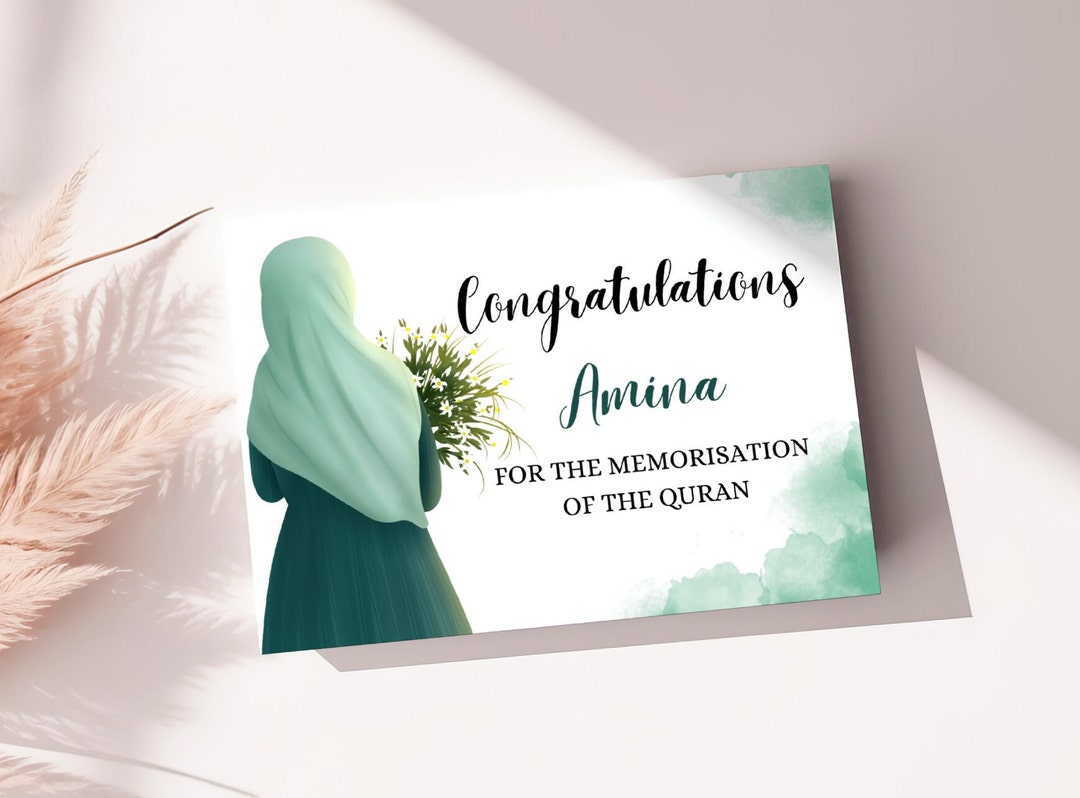 Hafiza Congratulation Card Gifts Quran Completion Hifz Personalized ...