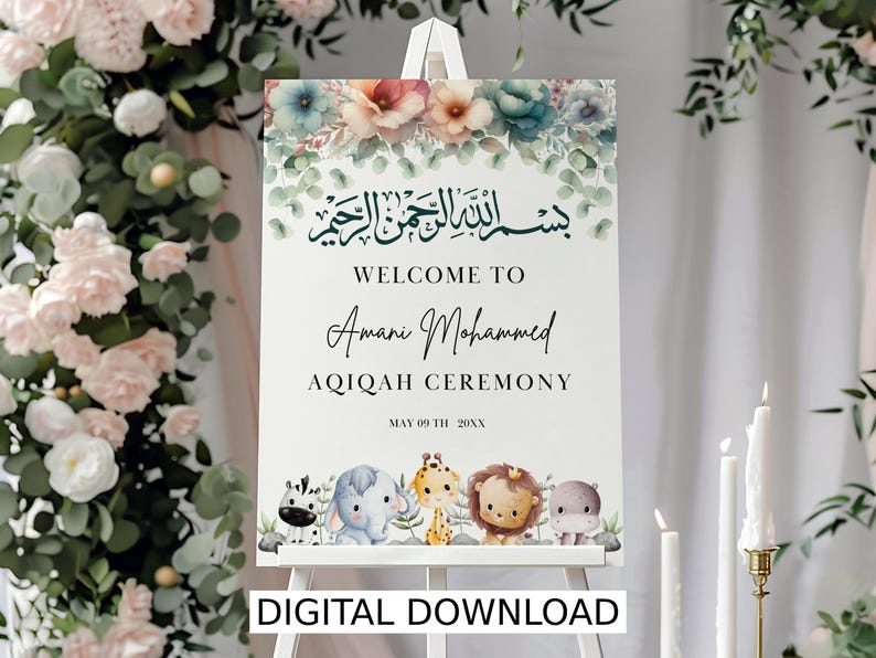Muslim Baby Shower Aqiqah Welcome Board Personalized Aqiqah Ceremony ...