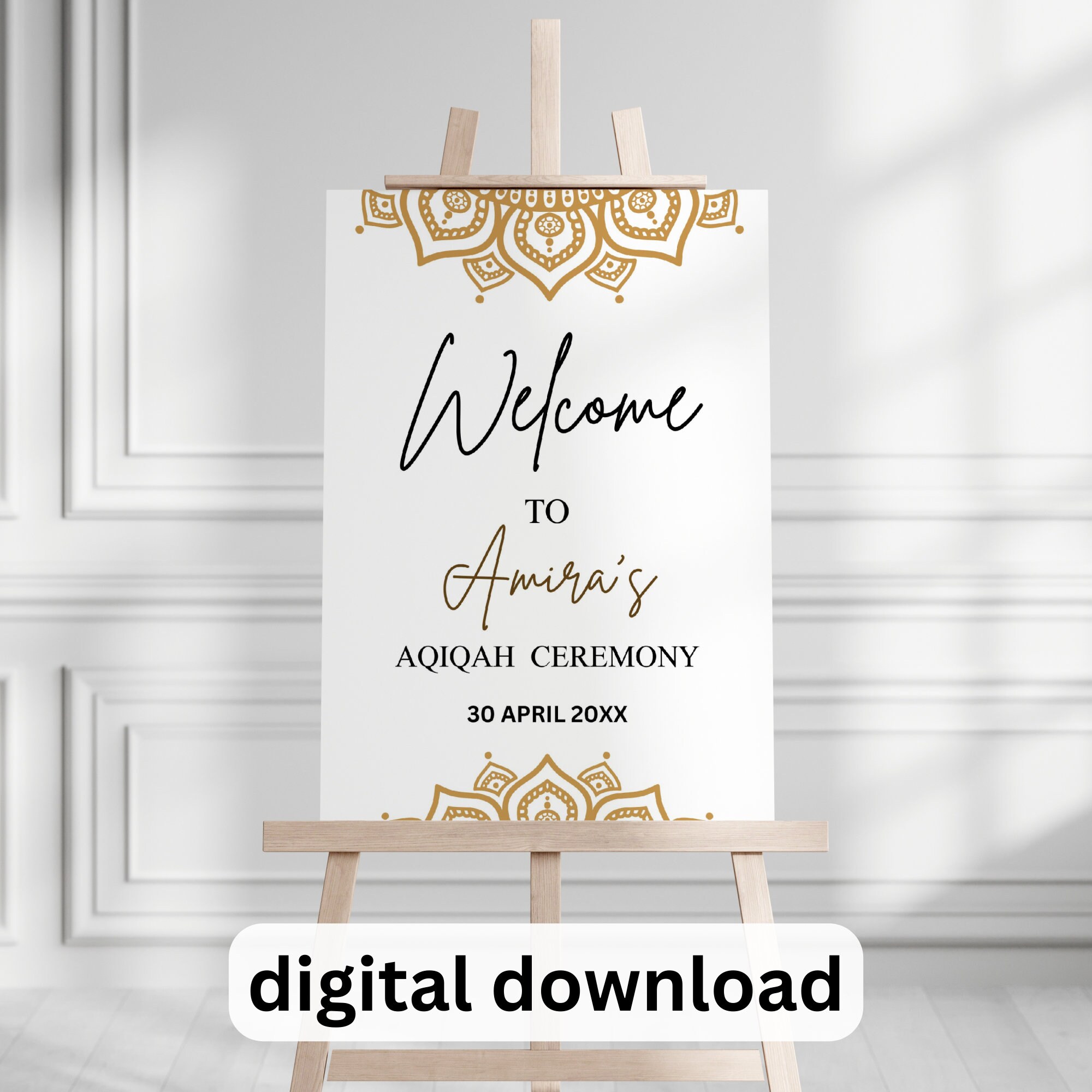 Muslim Baby Shower Aqiqah Welcome Board Personalized Aqiqah Ceremony ...