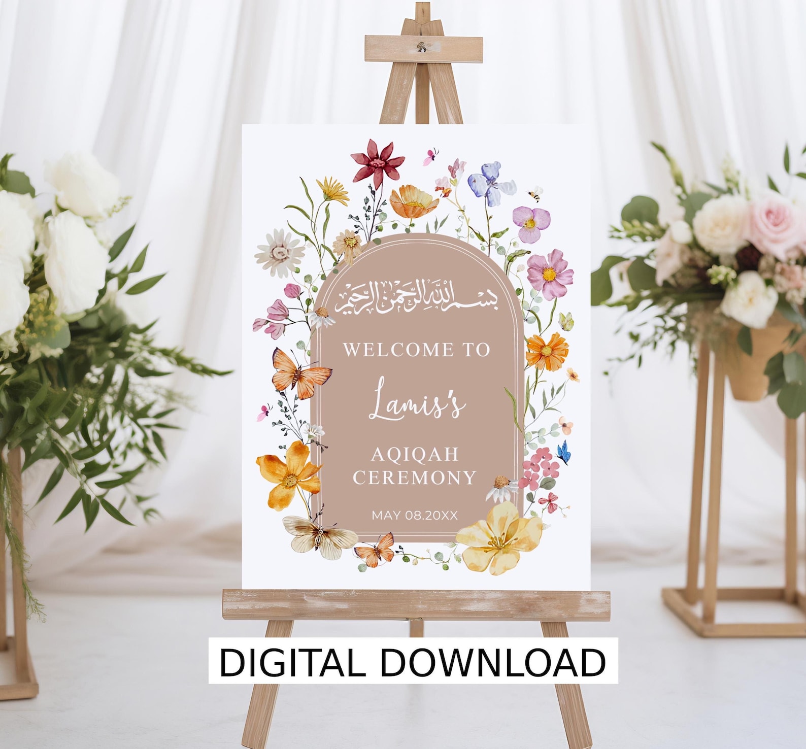 Muslim Baby Shower Aqiqah Welcome Board Personalized Aqiqah Ceremony ...