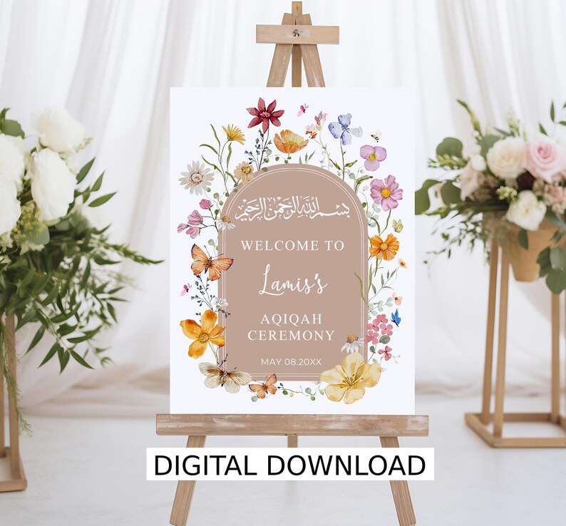 Muslim Baby Shower Aqiqah Welcome Board Personalized Aqiqah Ceremony ...