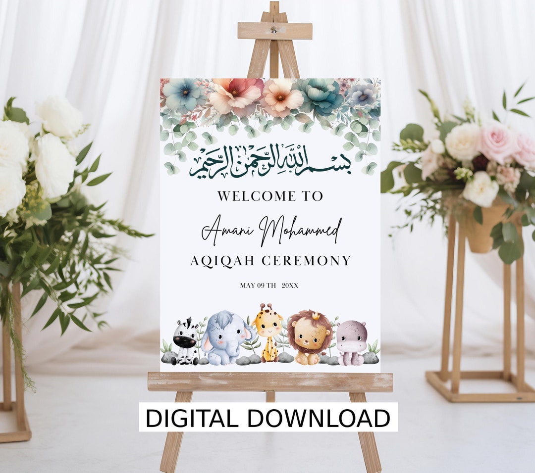Muslim Baby Shower Aqiqah Welcome Board Personalized Aqiqah Ceremony ...