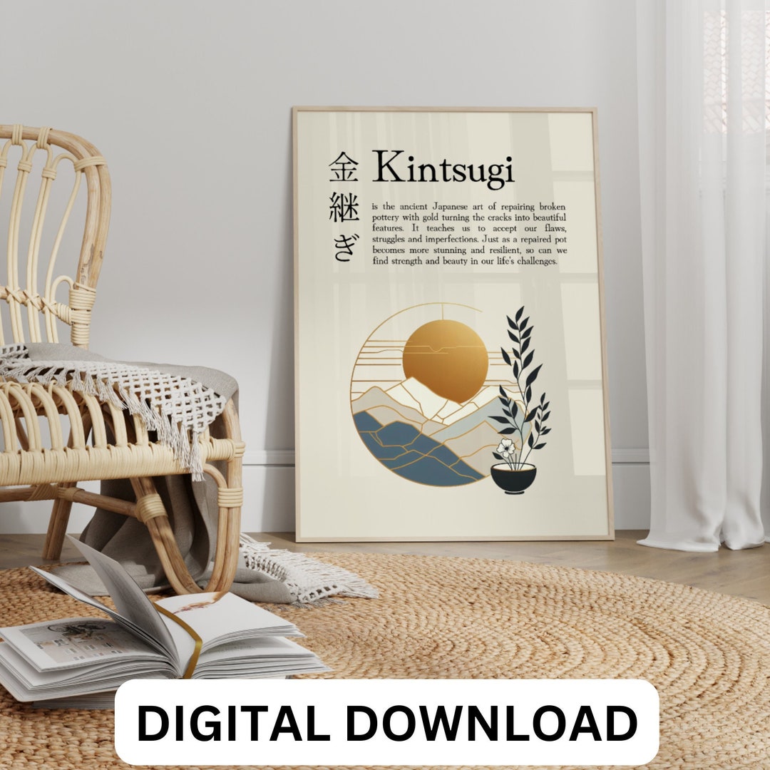 Kintsugi Poster Wall Art Print Japanese Calligraphy Japanese ...