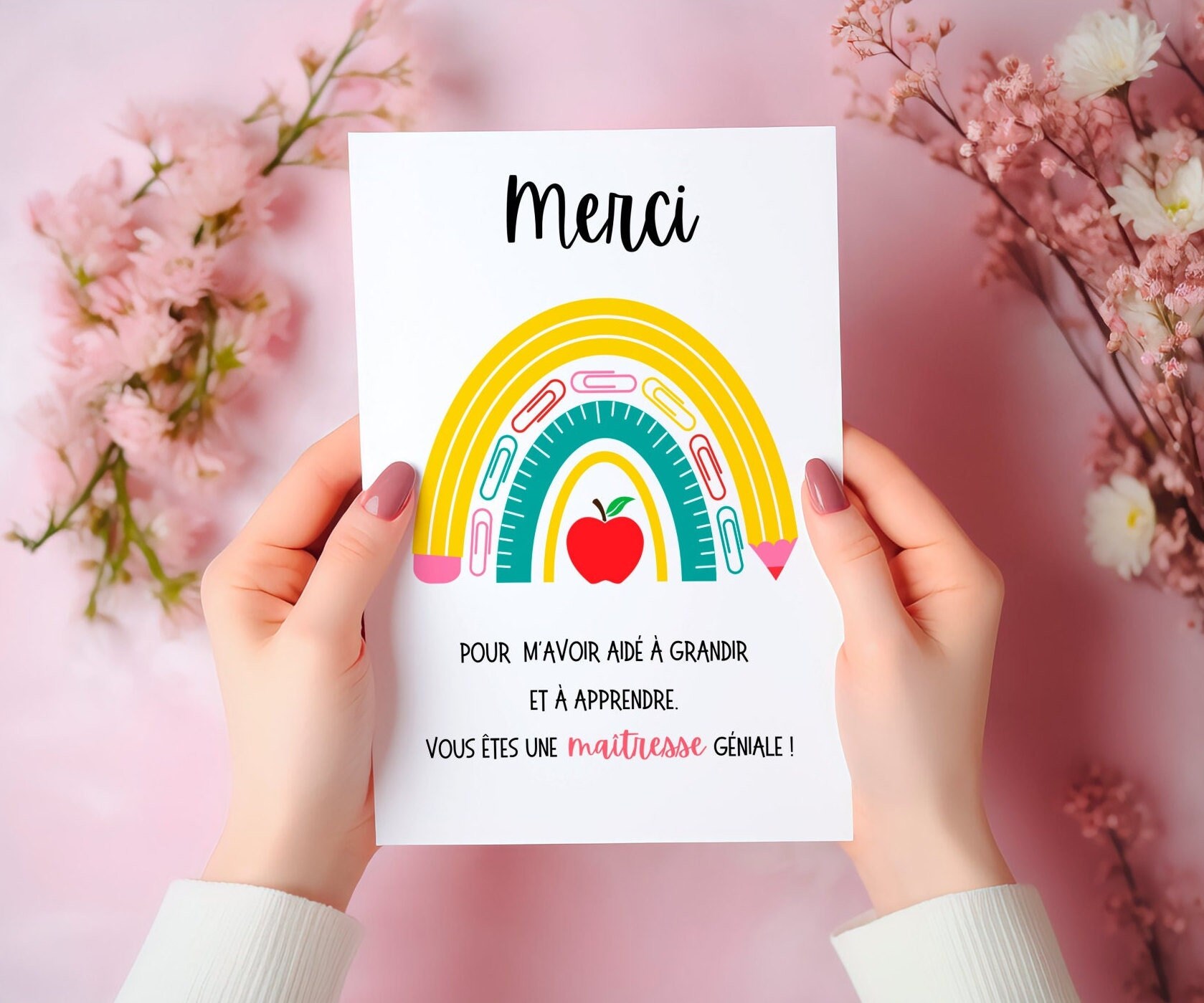 Maitresse Cadeau Merci Maitresse French Thank You Card Teacher Atsem ...