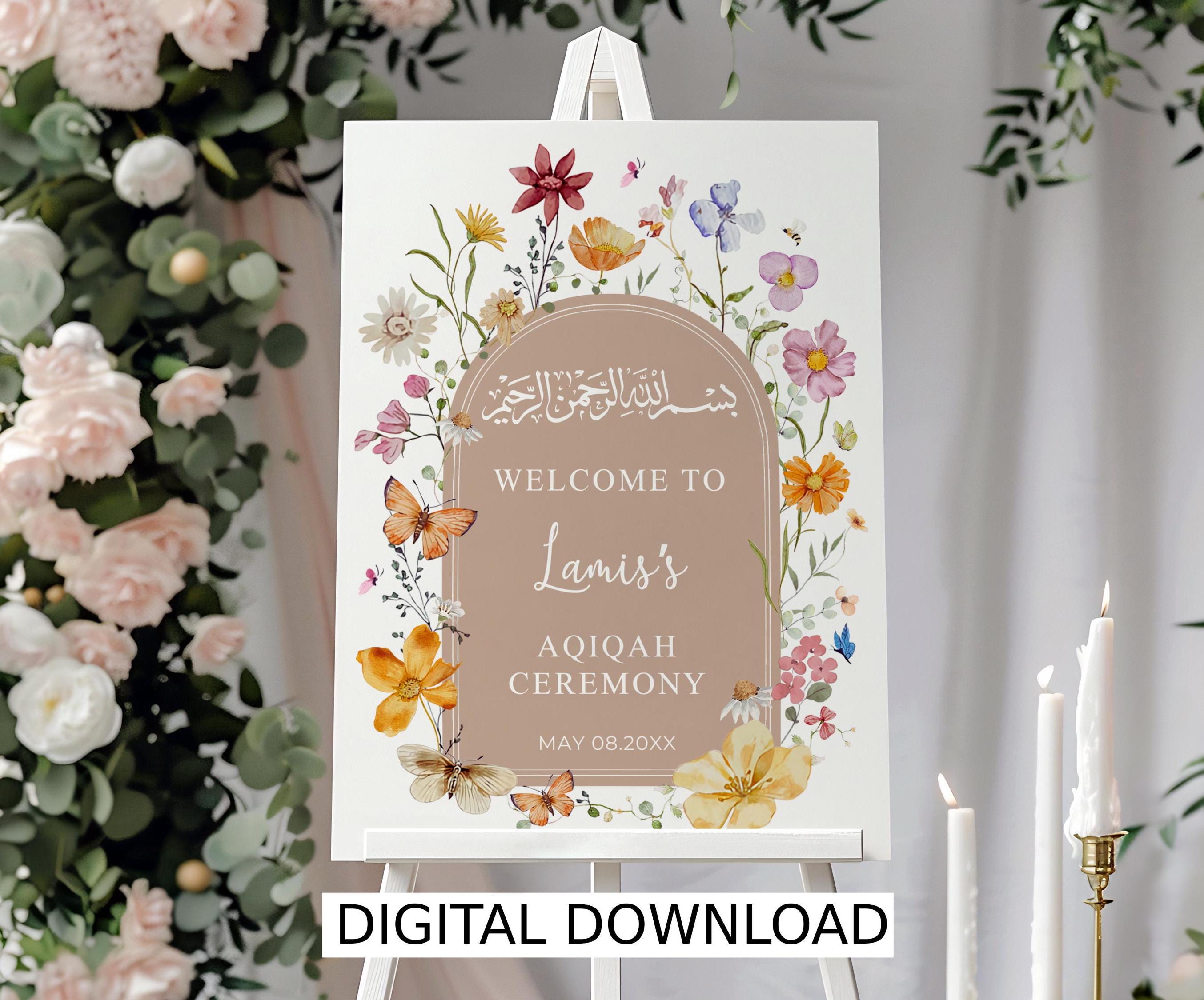 Muslim Baby Shower Aqiqah Welcome Board Personalized Aqiqah Ceremony ...