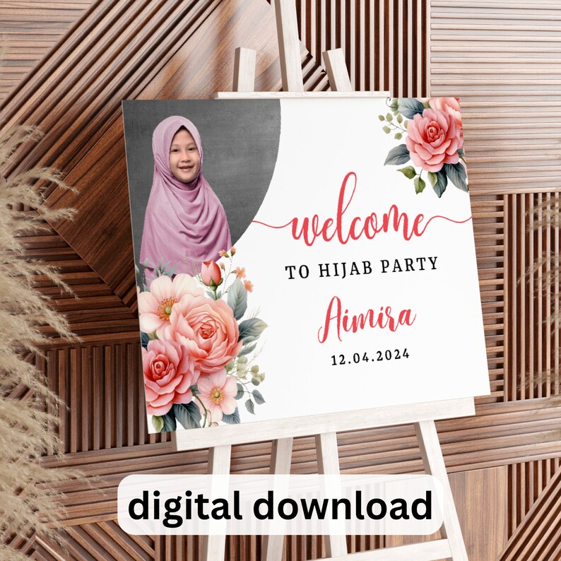 Hijab Party Invitation Sign Personalized Hijab Party Invites Hijab ...