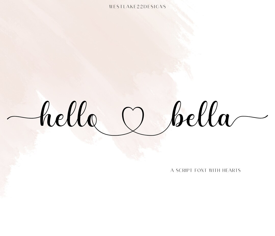 Script Font With Hearts and Tails Handwritten Font Font for - Etsy