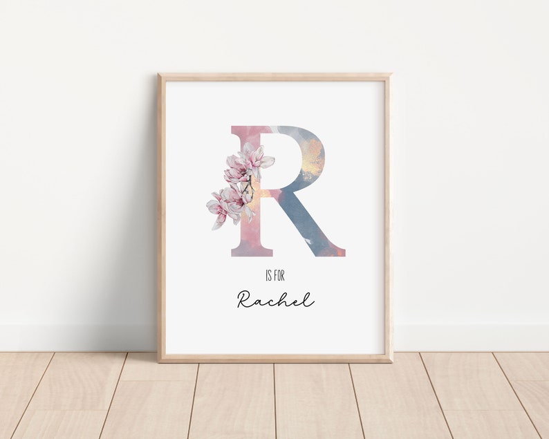 Personalized Watercolor Floral Monogram Girl Nursery Decor - Etsy