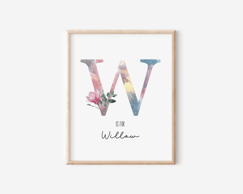 Personalized Watercolor Floral Monogram Girl Nursery Decor - Etsy