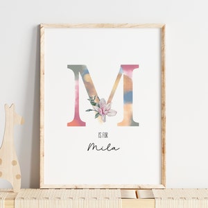 Personalized Watercolor Floral Monogram Girl Nursery Decor - Etsy