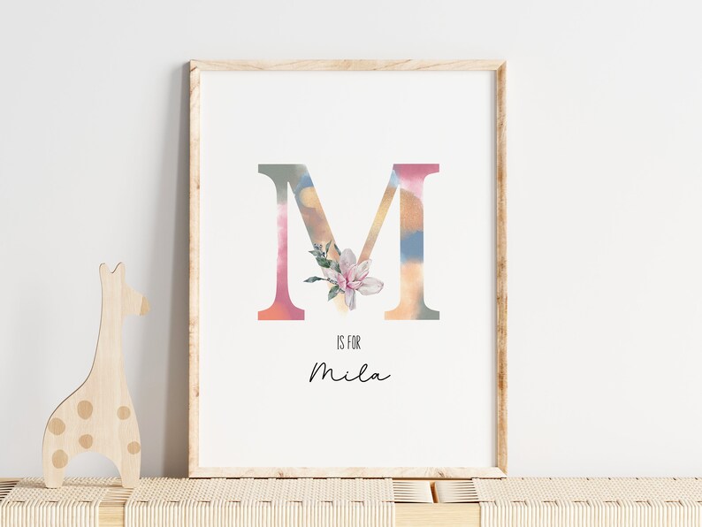 Personalized Watercolor Floral Monogram Girl Nursery Decor - Etsy