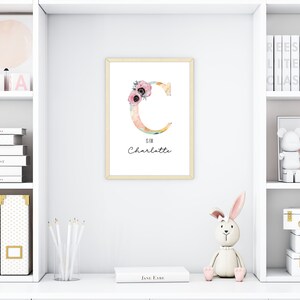 Personalized Watercolor Floral Monogram Girl Nursery Decor - Etsy