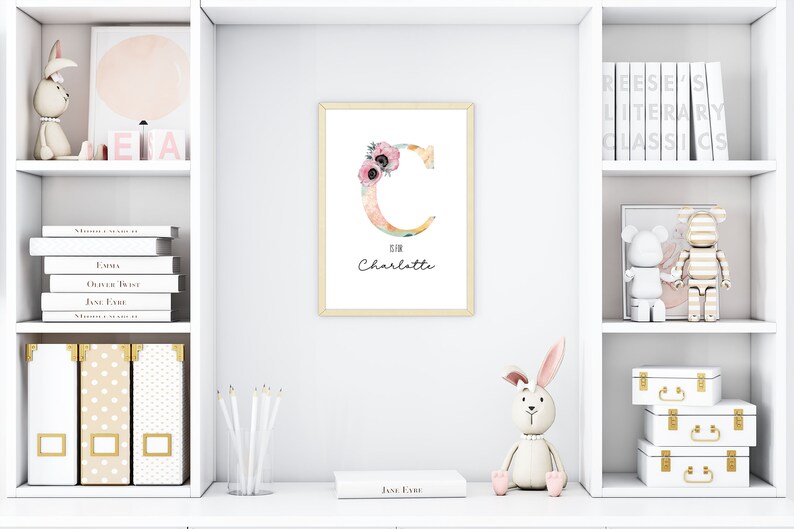 Personalized Watercolor Floral Monogram Girl Nursery Decor - Etsy