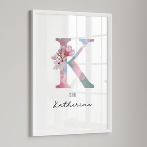 Personalized Watercolor Floral Monogram Girl Nursery Decor - Etsy