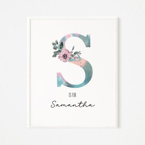 Personalized Watercolor Floral Monogram Girl Nursery Decor - Etsy
