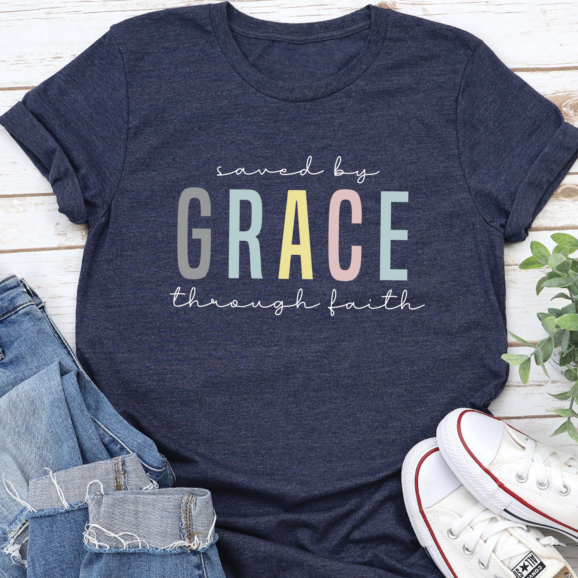 Saved by Grace Shirt Design PNG, SVG, Christian Shirt Design, Through ...