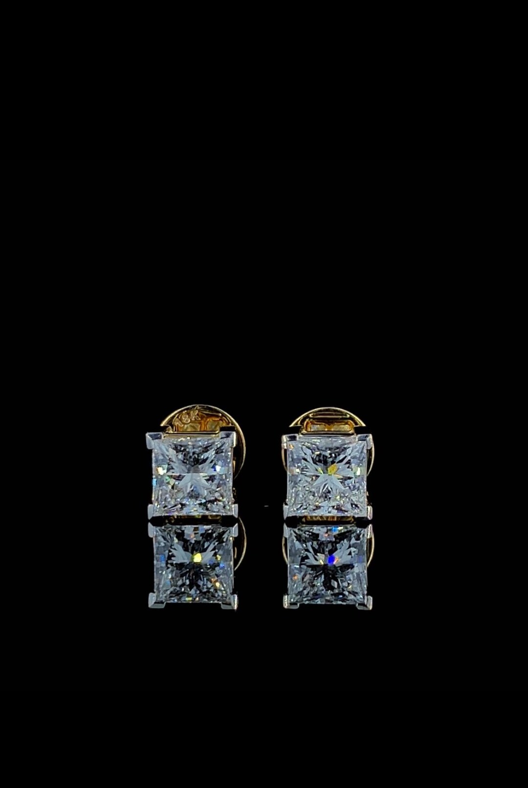 Princess Cut Diamond Stud Earrings, Mozonite and Lab Grown, Square ...