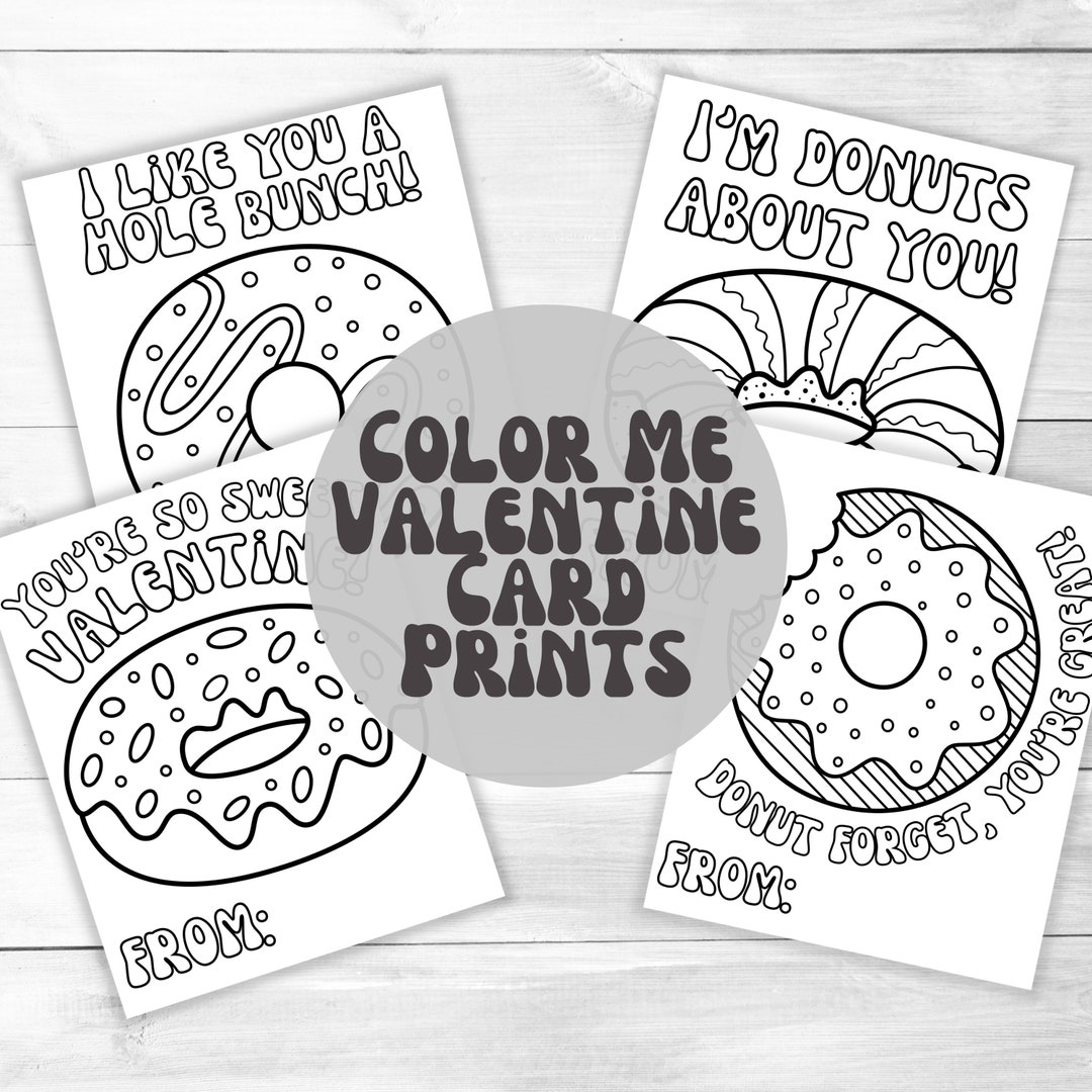 Coloring Valentine's Cards Printable- DIGITAL DOWNLOAD - Non-editable ...