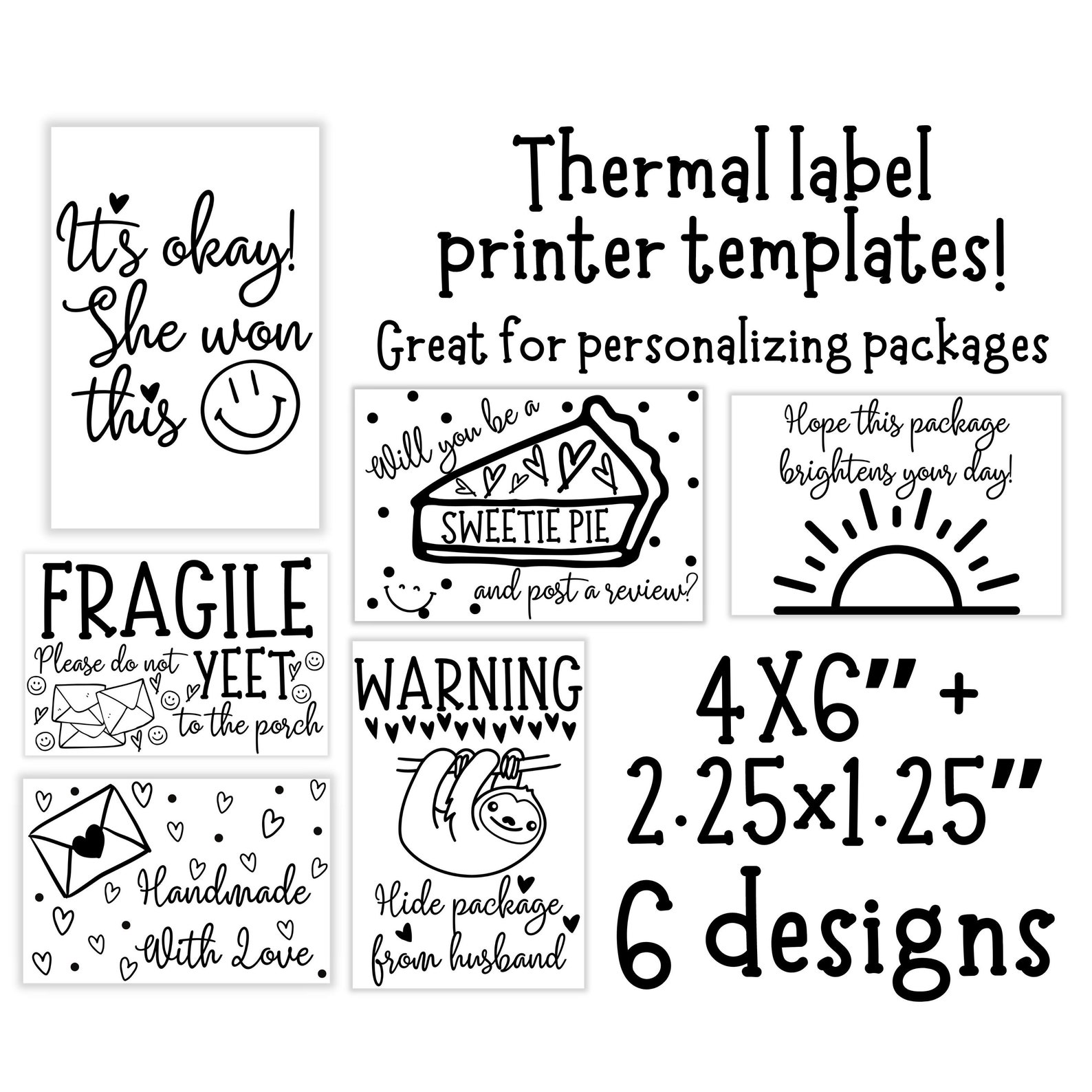 Thermal Printer Label Bundle, DIGITAL Label,thermal Sticker Designs PNG ...