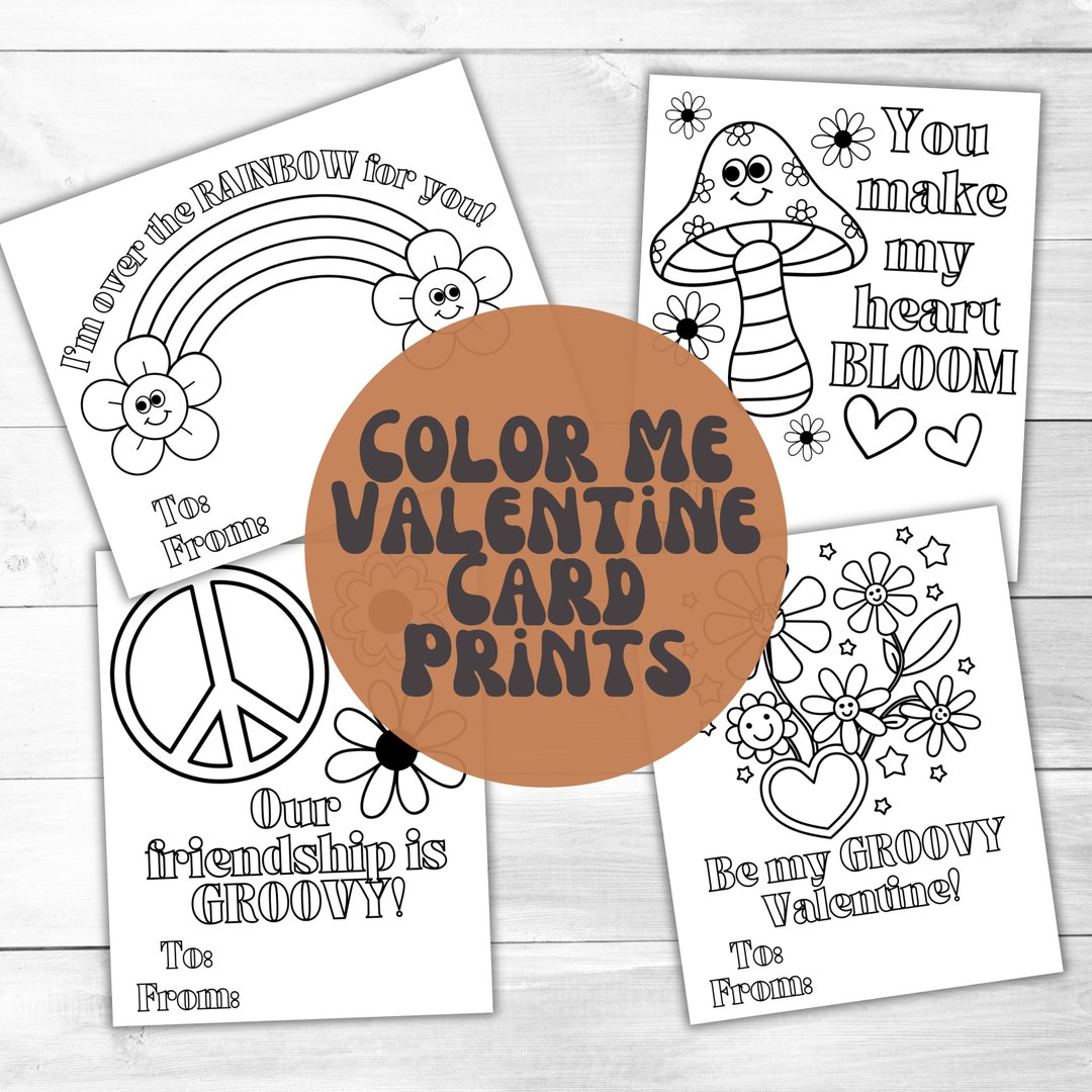 Coloring Valentine's Cards Printable- DIGITAL DOWNLOAD - Non-editable ...