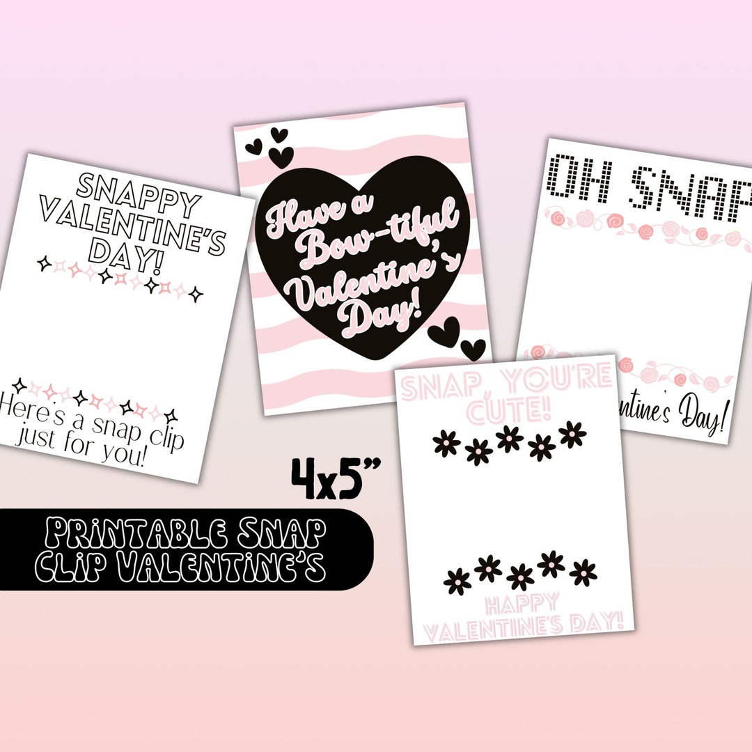 Printable Snap Clip Valentine Card Holder, Snap Clip Valentine’s Card ...